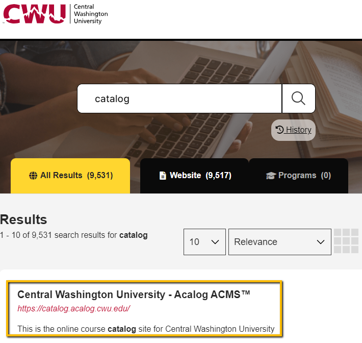 CWU Online Catalog - Central Washington University